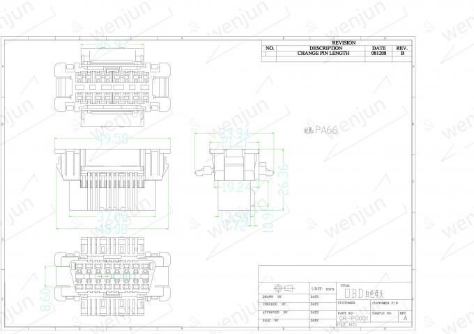 Practical J1962 Female Connector , 16 Pin Vehicle Diagnostic Connector